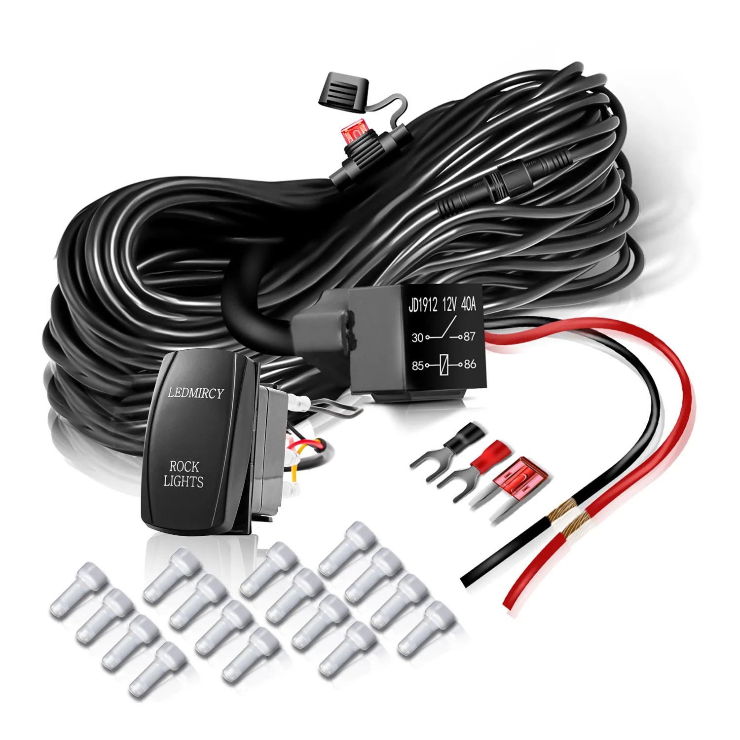 LEDMIRCY Rock Lights Wiring Harness Kit – 16 Leads, 2 Pin, Waterproof ...