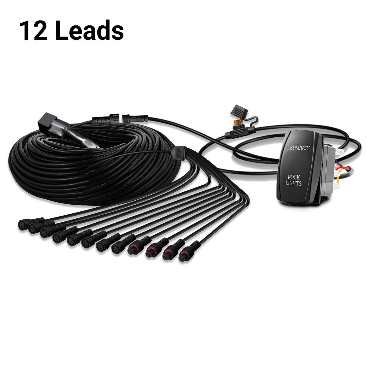 LEDMIRCY Plug & Play Rock Lights Wiring Harness – 12 Leads, 2 Pin ...